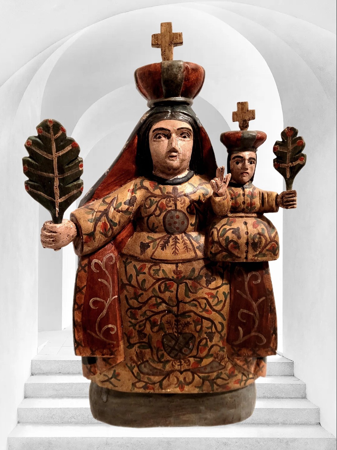 16 Inch Beautifully Hand Carved Painted Wooden Our Lady of Candelaria ...