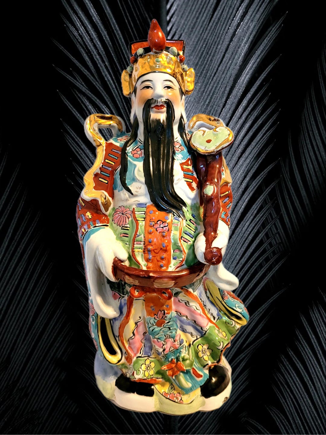 17" Hand Painted Porcelain Lu Xing Statue: Chinese God of Fortune - Etsy