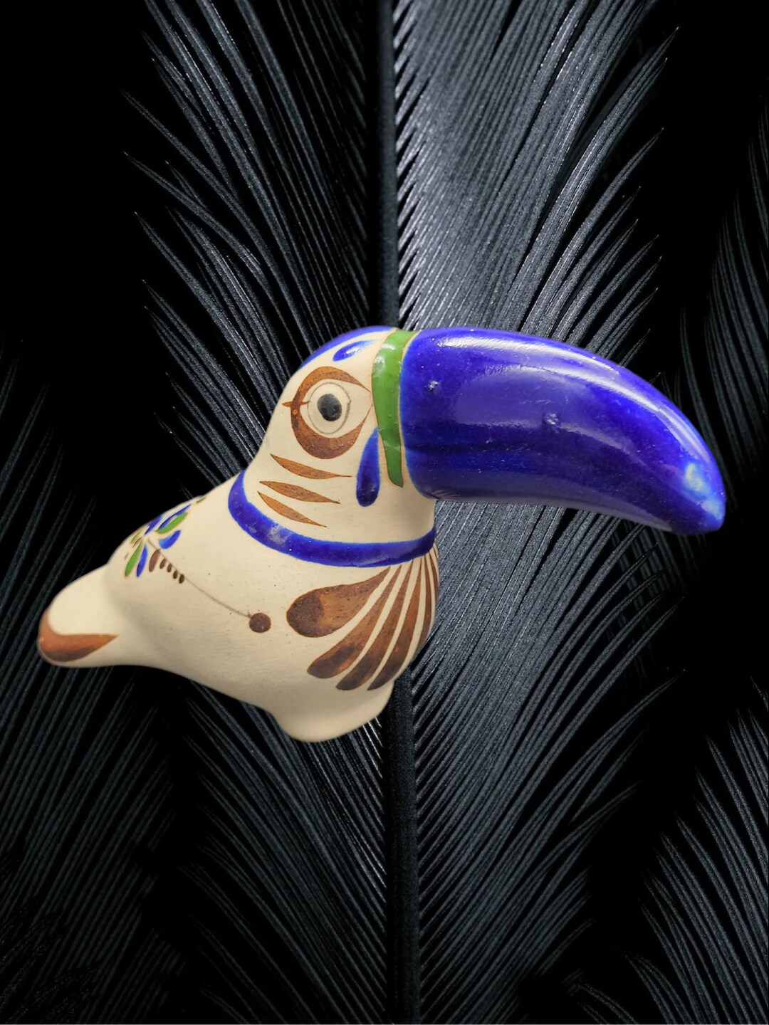 9x5" Vintage Tonela Pottery Toucan Sculpture: Hand-painted Mexican Folk ...