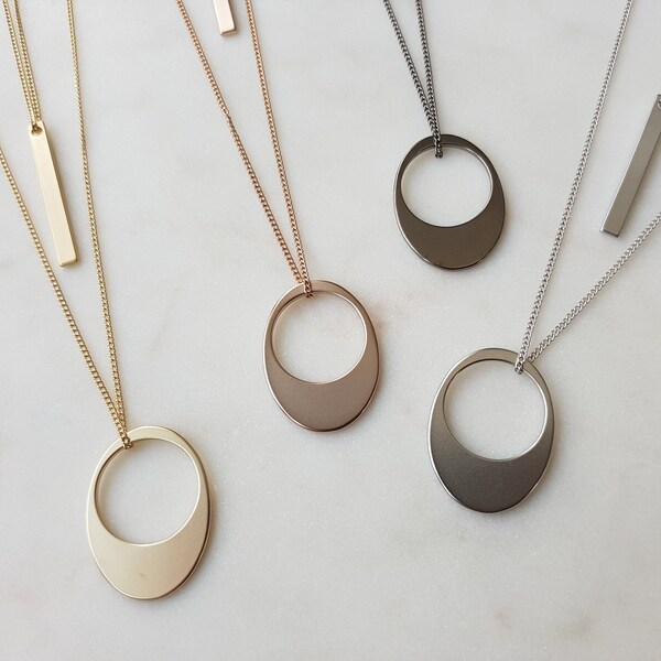 Long Gold Pendant - Etsy