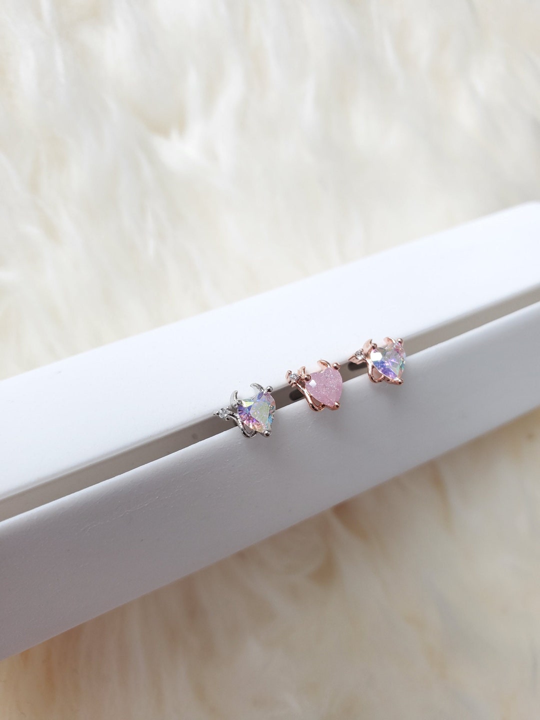 Love Devil Ear Piercing 16G, Screw Back Helix Earring, Heart Cartilage ...