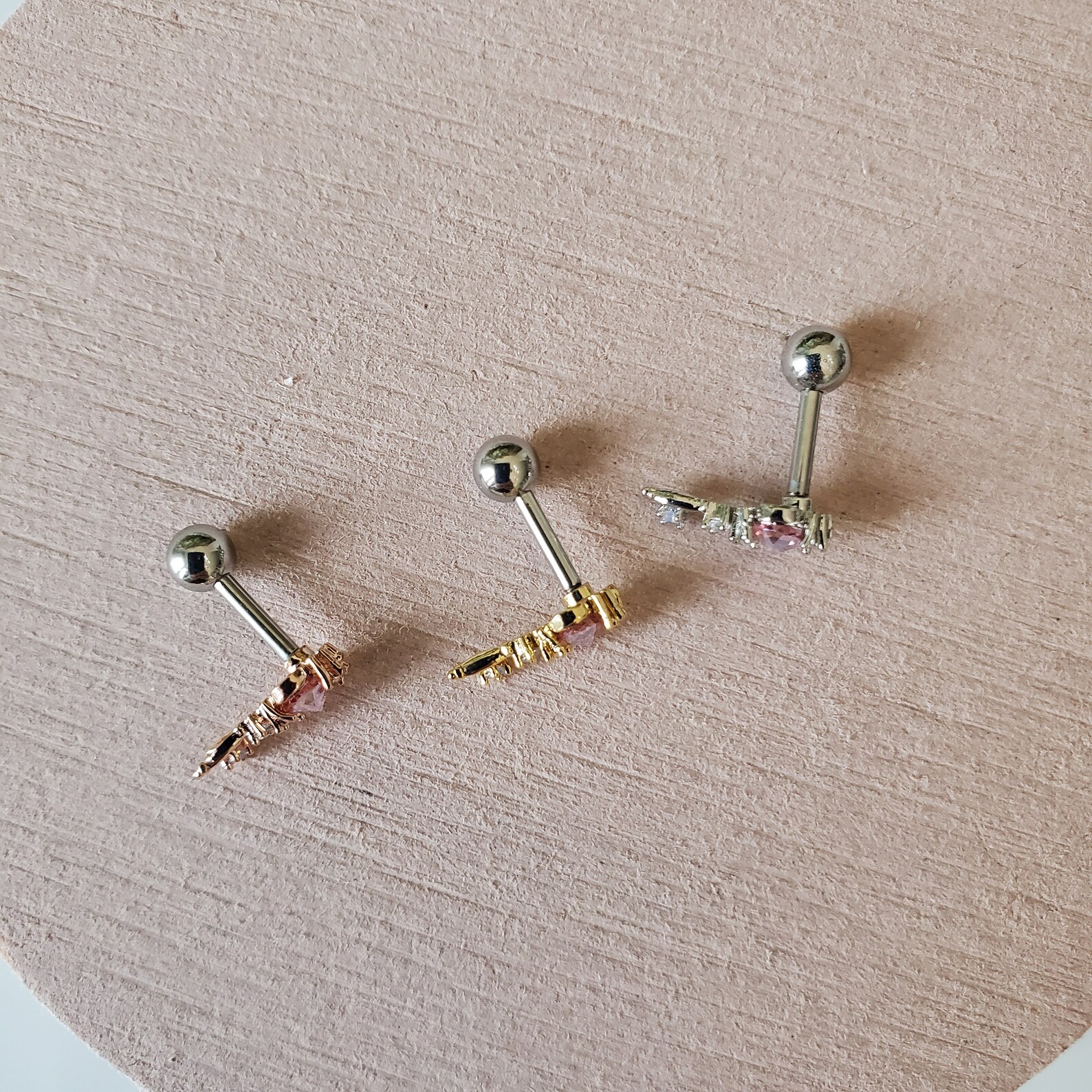 Pink Gem Key Ear Piercing 16G Screw Back Earring Helix Stud - Etsy