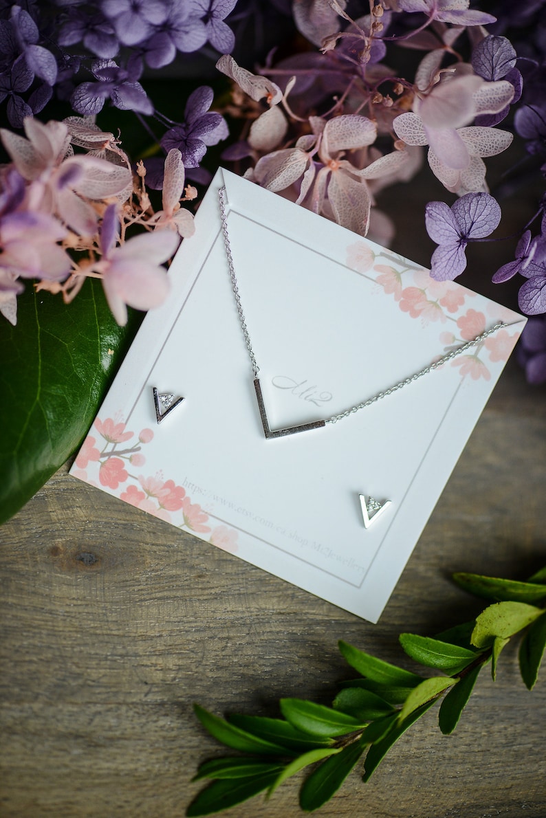 Simple V Shape Bridesmaid Jewelry Set CrystalBridesmaid Gift | Etsy