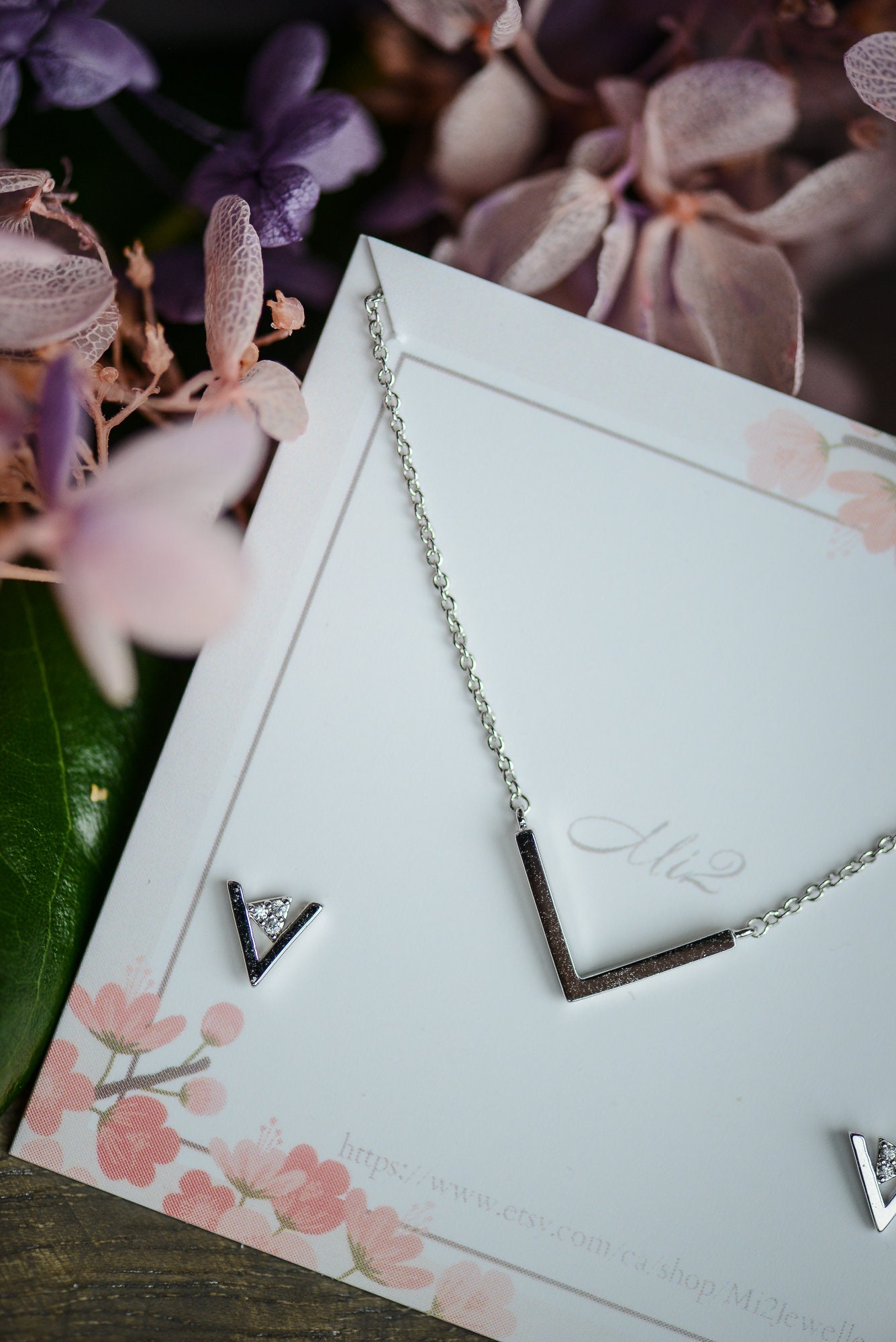 Simple V Shape Bridesmaid Jewelry Set CrystalBridesmaid Gift | Etsy