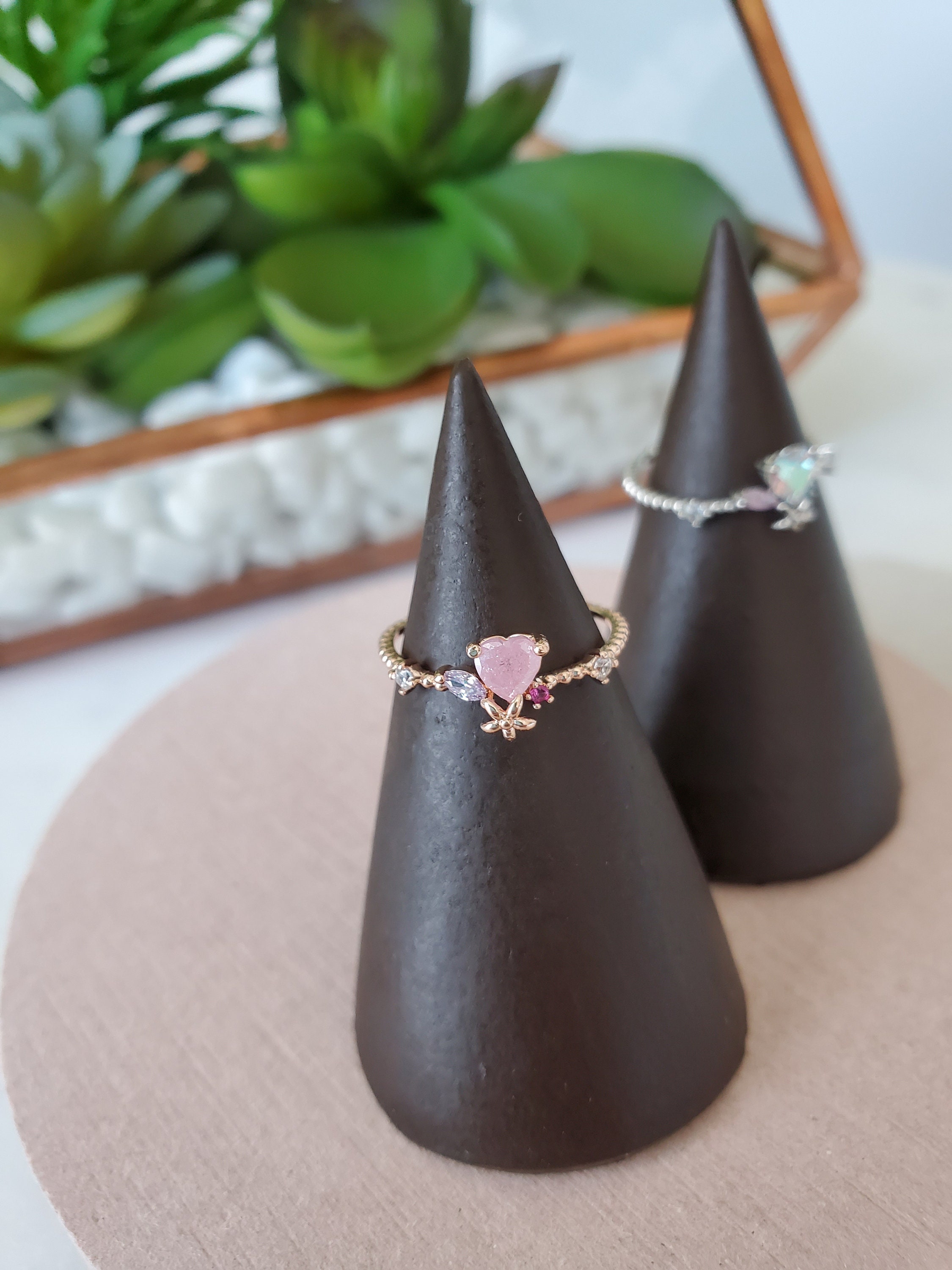 Heart Shape Pinky Ring, Floral Adjustable Midi Ring, Rings for Women ...