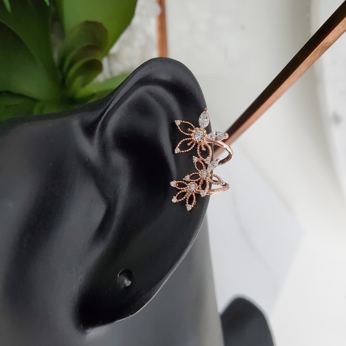 Floral Ear Cuff, No Piercing Ear Cuff, Ear Cuff Earring, Silver Ear ...