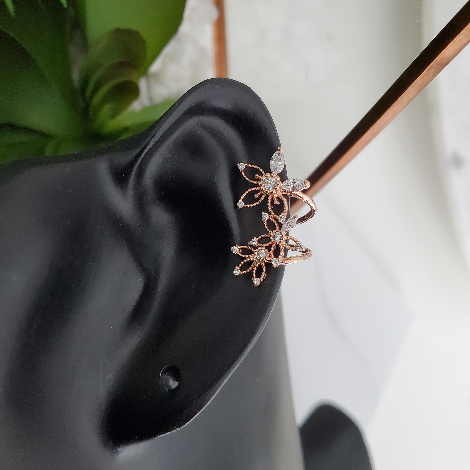 Floral Ear Cuff, No Piercing Ear Cuff, Ear Cuff Earring, Silver Ear ...
