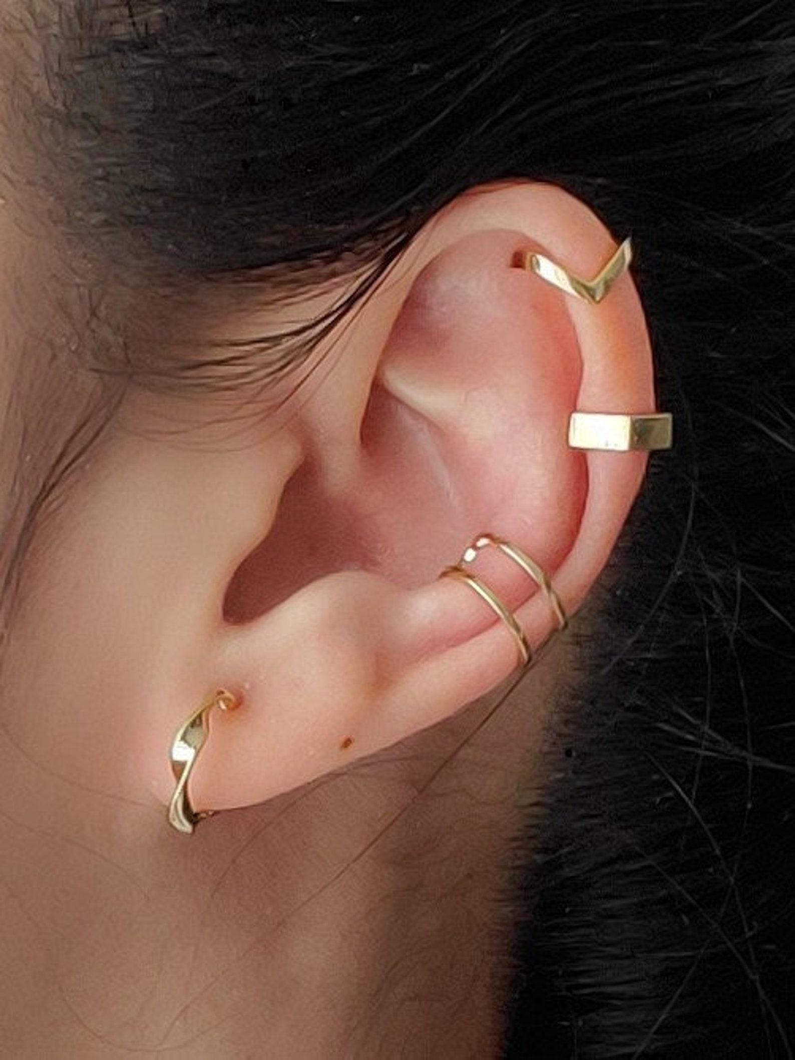 3 Ear Cuff Set V Ear Cuff Ear Cuff No Piercing Ear Cuff - Etsy