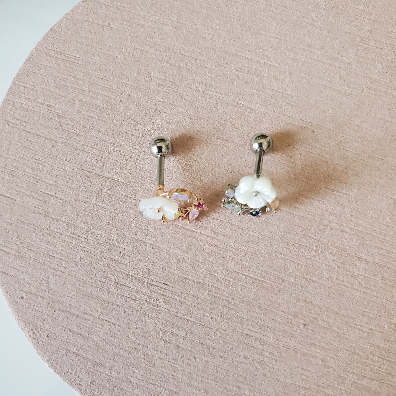 Flower Wreath Ear Piercing, Floral Helix Earring Stud, Cartilage Stud ...