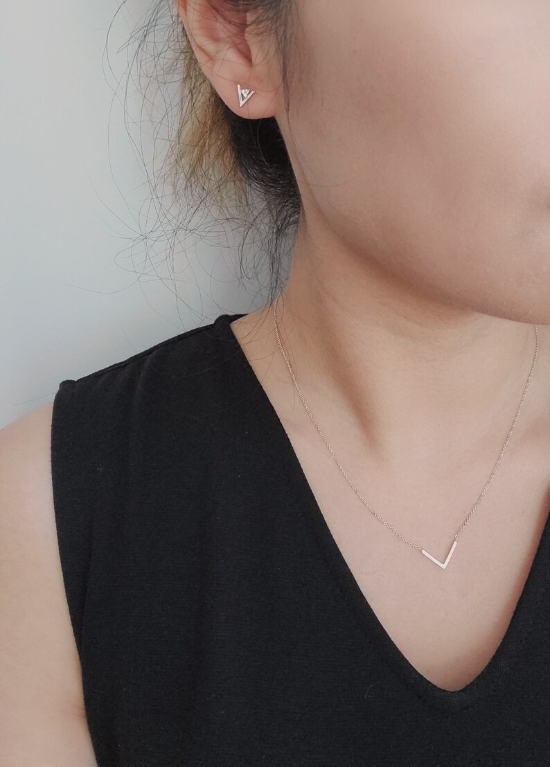 Simple V Shape Bridesmaid Jewelry Set CrystalBridesmaid Gift | Etsy