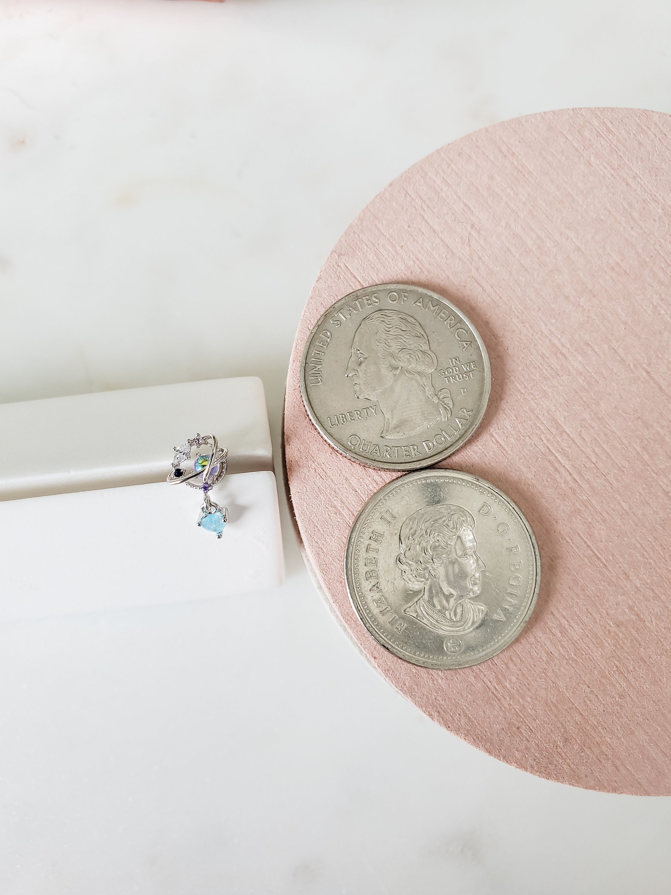 Galaxy Planet Ear Piercing 16G, Dangle Screw Back Helix Earring, Heart ...