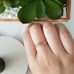 Silver Rose Gold Intertwine Adjustable Ring Metal Brass Rings for Women ...
