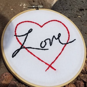 Love Embroidery, Hand Embroidery, Heart Embroidery, Anniversary Gift ...