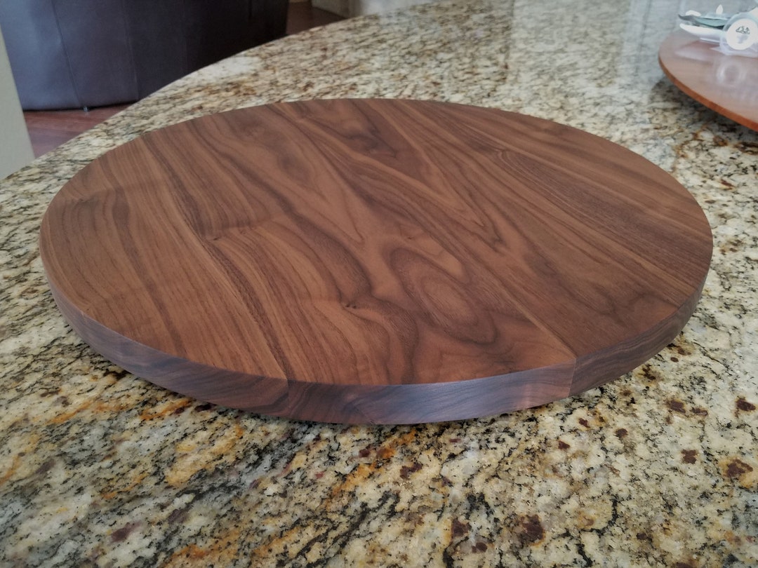 Lazy Susan Turntable - Large Solid Black Walnut Wood Round, Low Profile ...