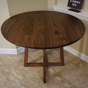 Round Walnut Dining Table With Trapezoid Base, Solid Walnut, 30" or ...