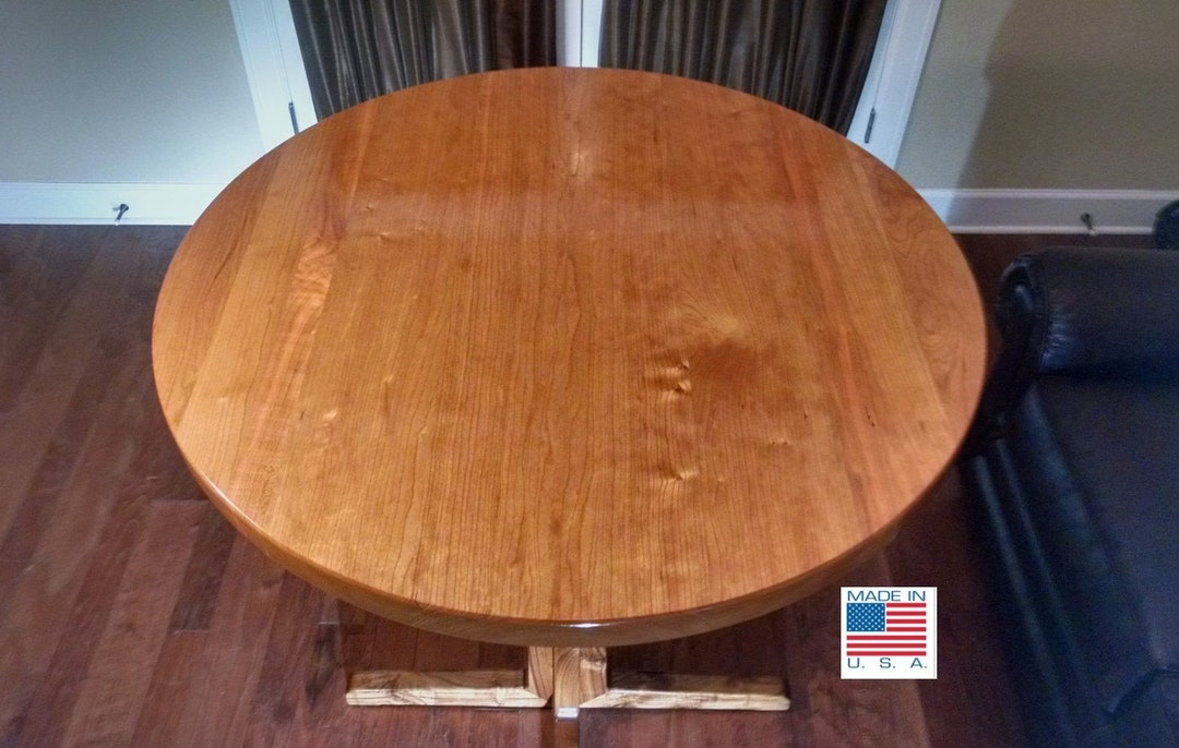 Round Table Top - Solid Black Cherry Wood // Breakfast, Cafe, Coffee ...