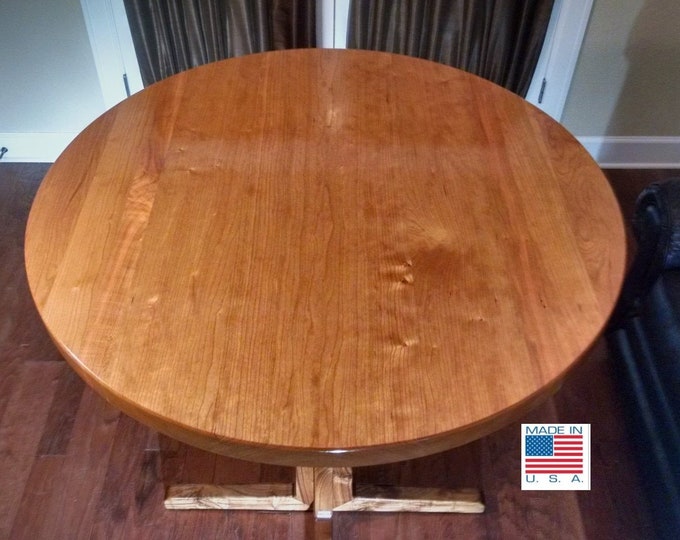 Round Table Top Solid Black Cherry Wood // Breakfast, Cafe, Coffee ...
