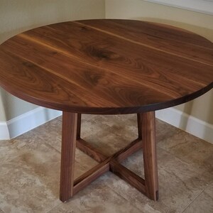 Round Walnut Dining Table With Trapezoid Base, Solid Walnut, 30" or ...