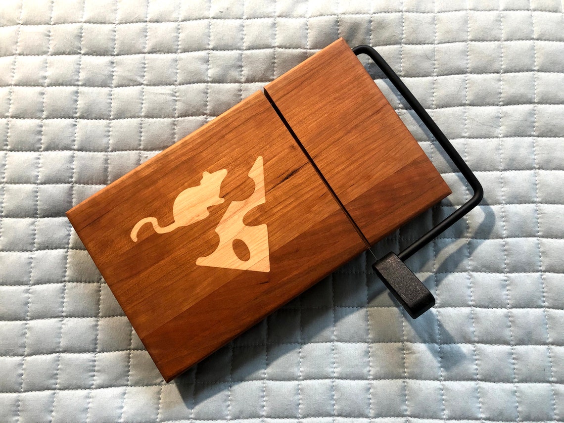 Wood Cheese Slicer With Mouse & Cheese Inlay | Etsy