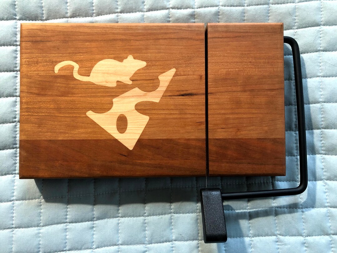 Wood Cheese Slicer With Mouse & Cheese Inlay - Etsy