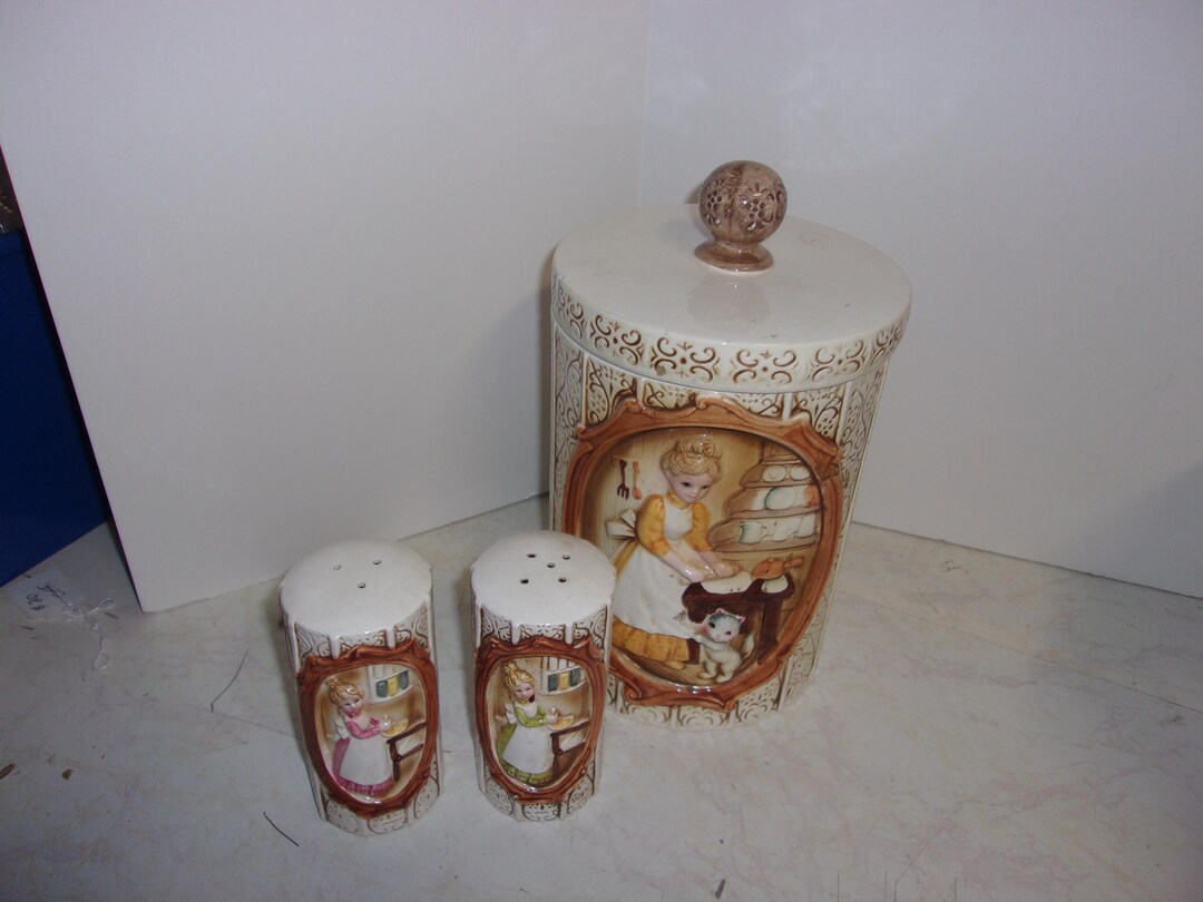 Vintage Sears Pioneer Woman Canister and Salt & Pepper Shakers - Etsy