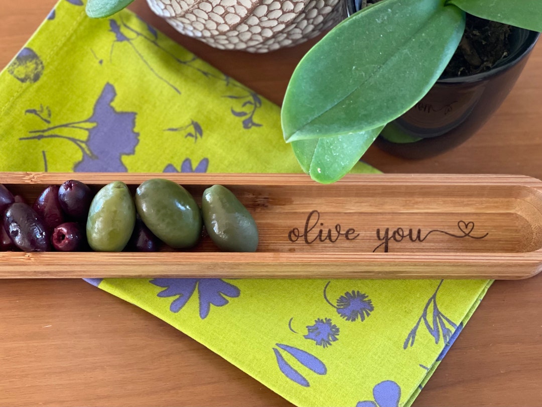 Olive You Olive Tray | Bamboo Olive Canoe | Olive Platter | Olive ...