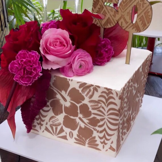 Polynesian Tongan Stencil Hibiscus Cake Stencil Art - Etsy