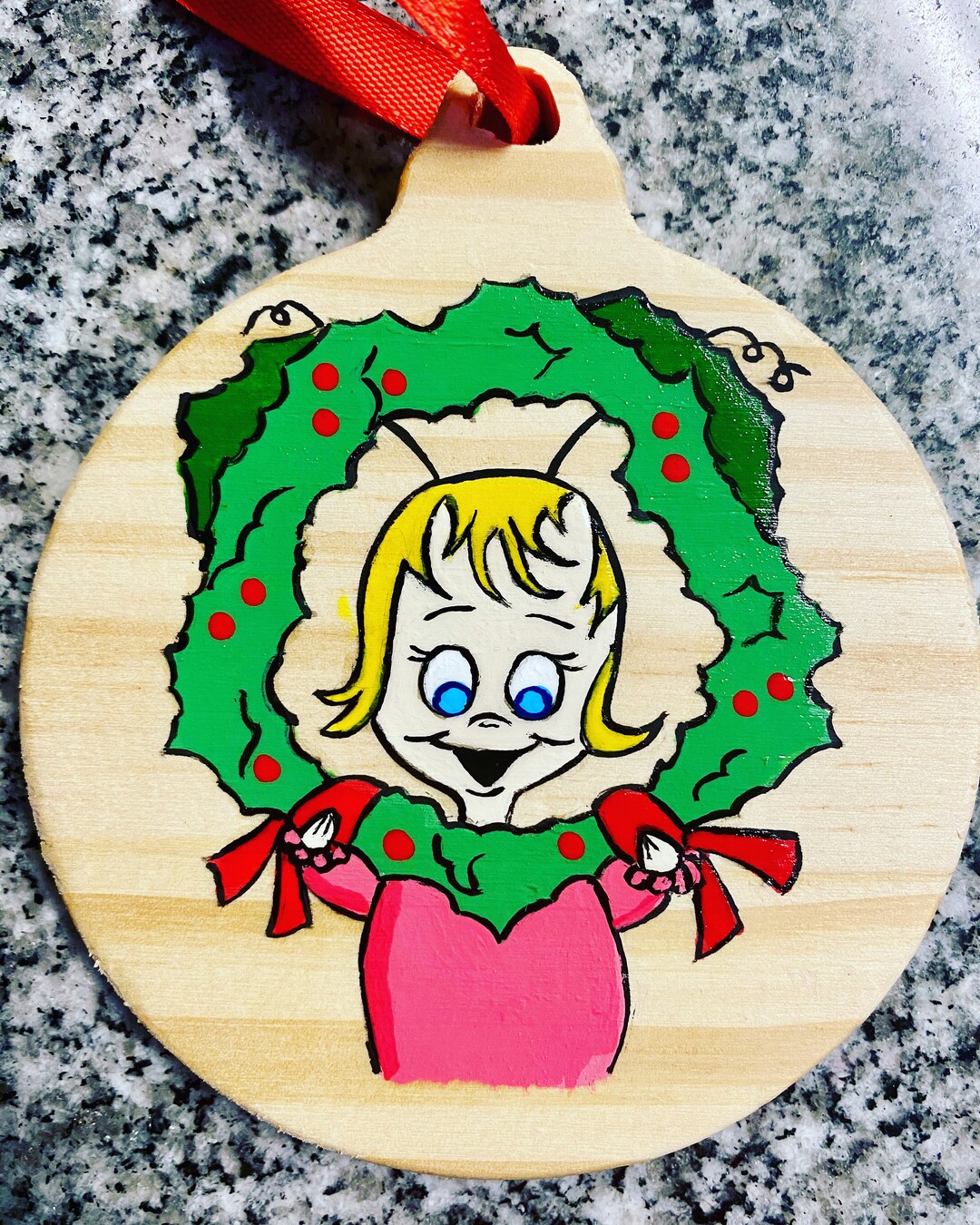 Cindy Lou Who Wooden Ornament Hand Painted Christmas - Etsy