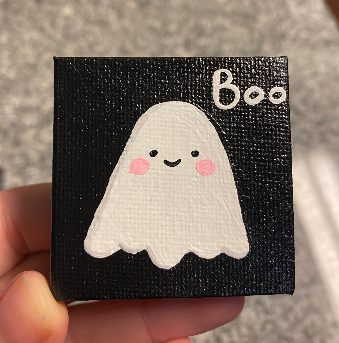 Cute Ghost, Mini Painted, Hand Painted, Mini Canvas - Etsy