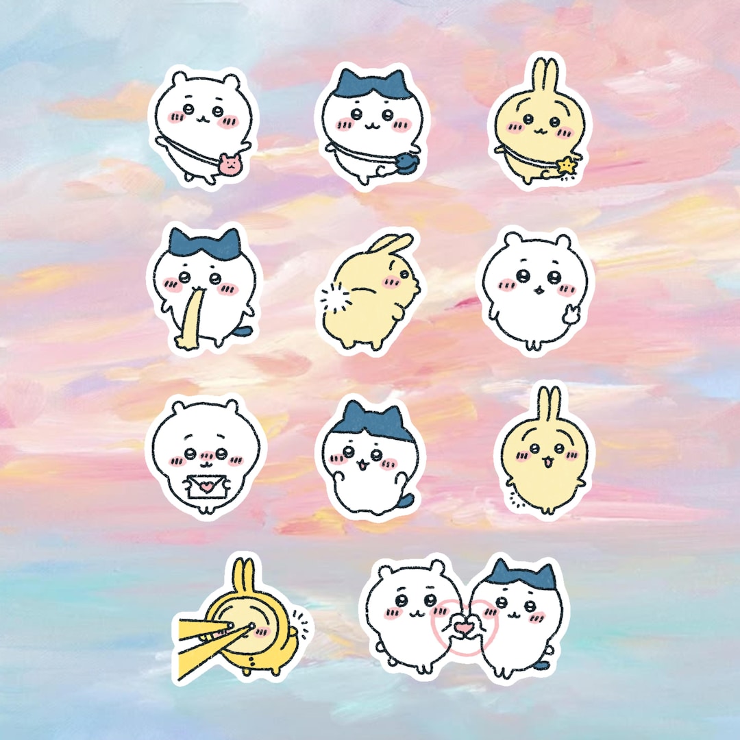 Chiikawa Usagi Hachiware Japanese Cat Character Vinyl Sticker Sheet ...