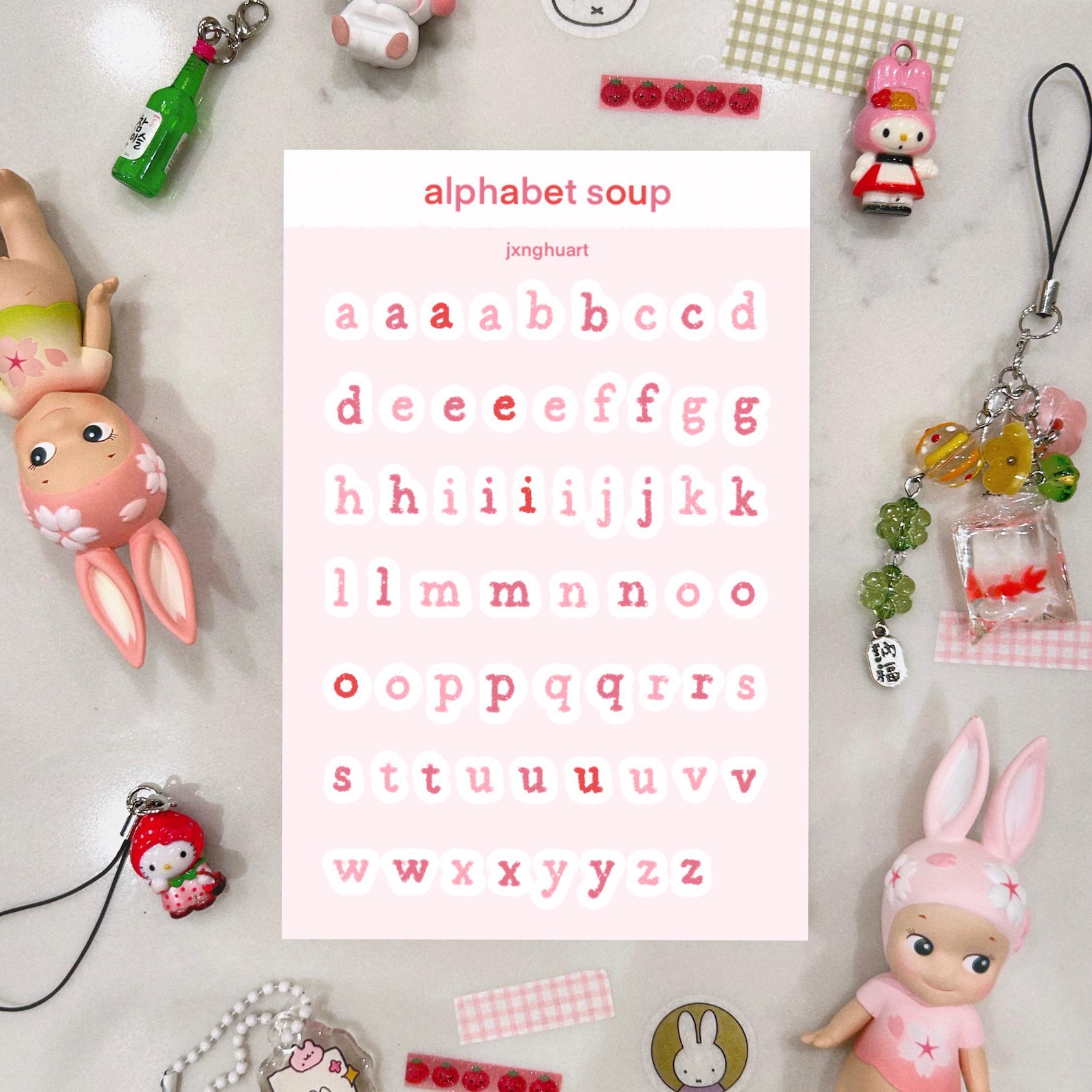 Alphabet Soup Glittery Vinyl Sticker Sheet - Red Pink Girly Planner ...