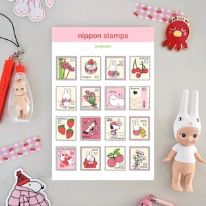 Japanese Nippon Stamps Sticker Sheet - for Bullet Journal, Bujo ...