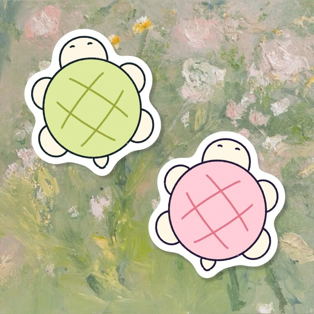 Green or Pink Turtle Melon Pan Japanese Bread Vinyl Sticker - for Water ...