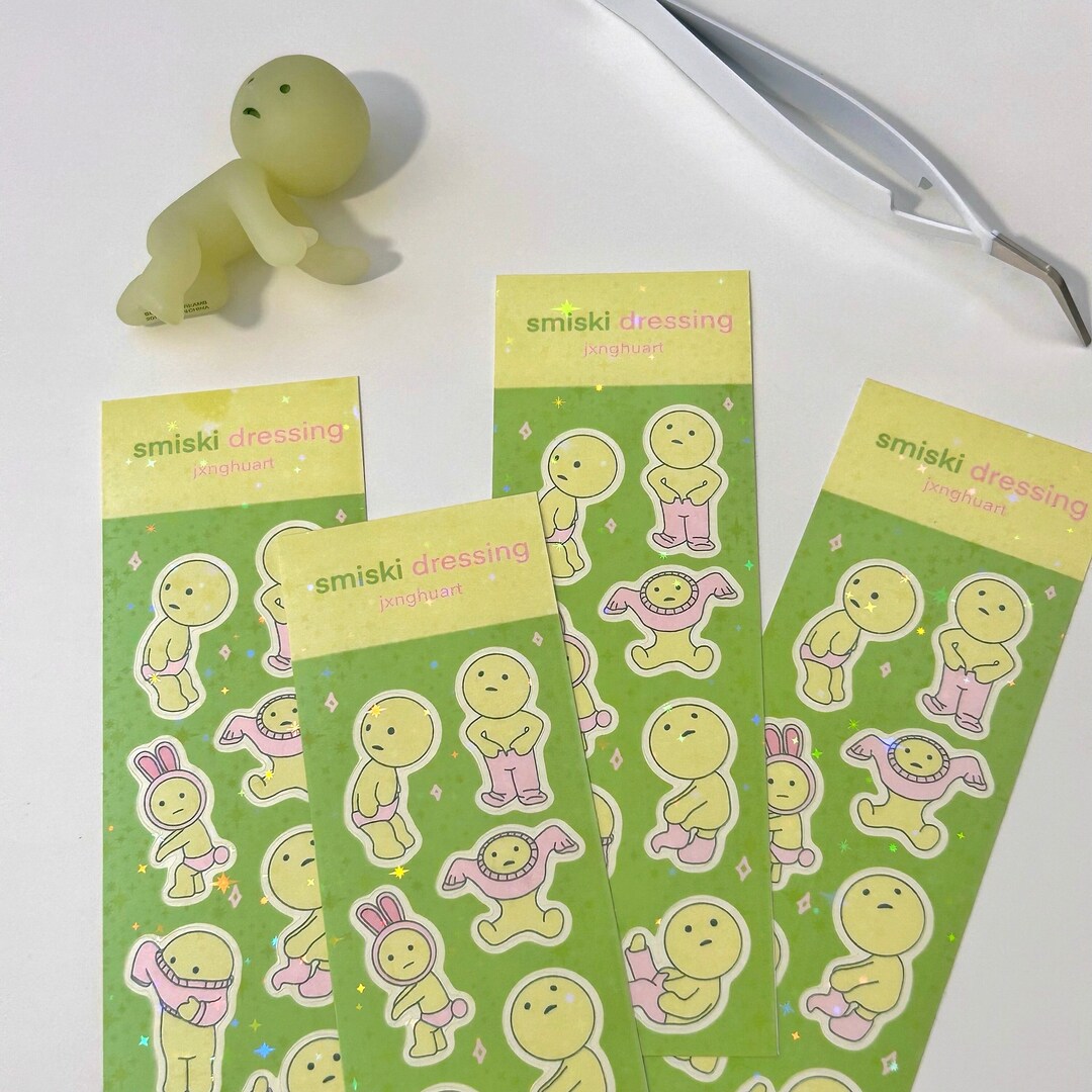 Smiski Dressing Series Holographic Vinyl Sticker Sheet - Planner ...