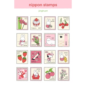 Japanese Nippon Stamps Sticker Sheet - for Bullet Journal, Bujo ...
