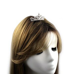 Clear Crystal Rhinestone Decor Small Silver Metal Princess Tiara Hair ...