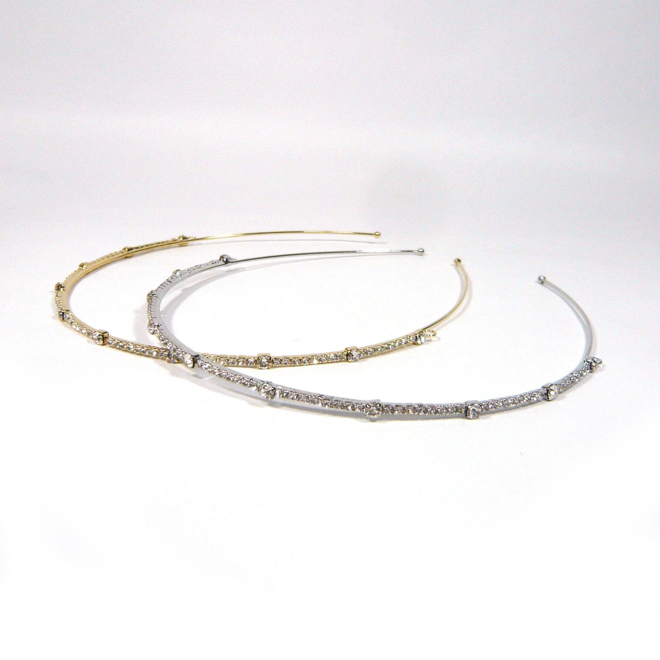 Crystal Rhinestone Trim Chain Bow Draped Back Silver Gold Slim | Etsy