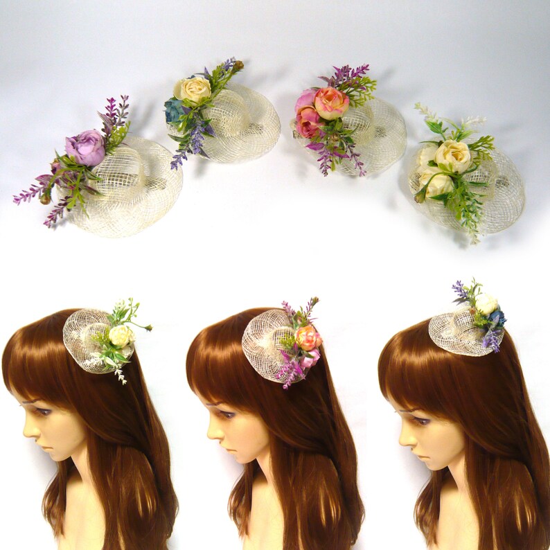 Artificial Silk Flower Decor Small Mesh Straw Hat Metal | Etsy