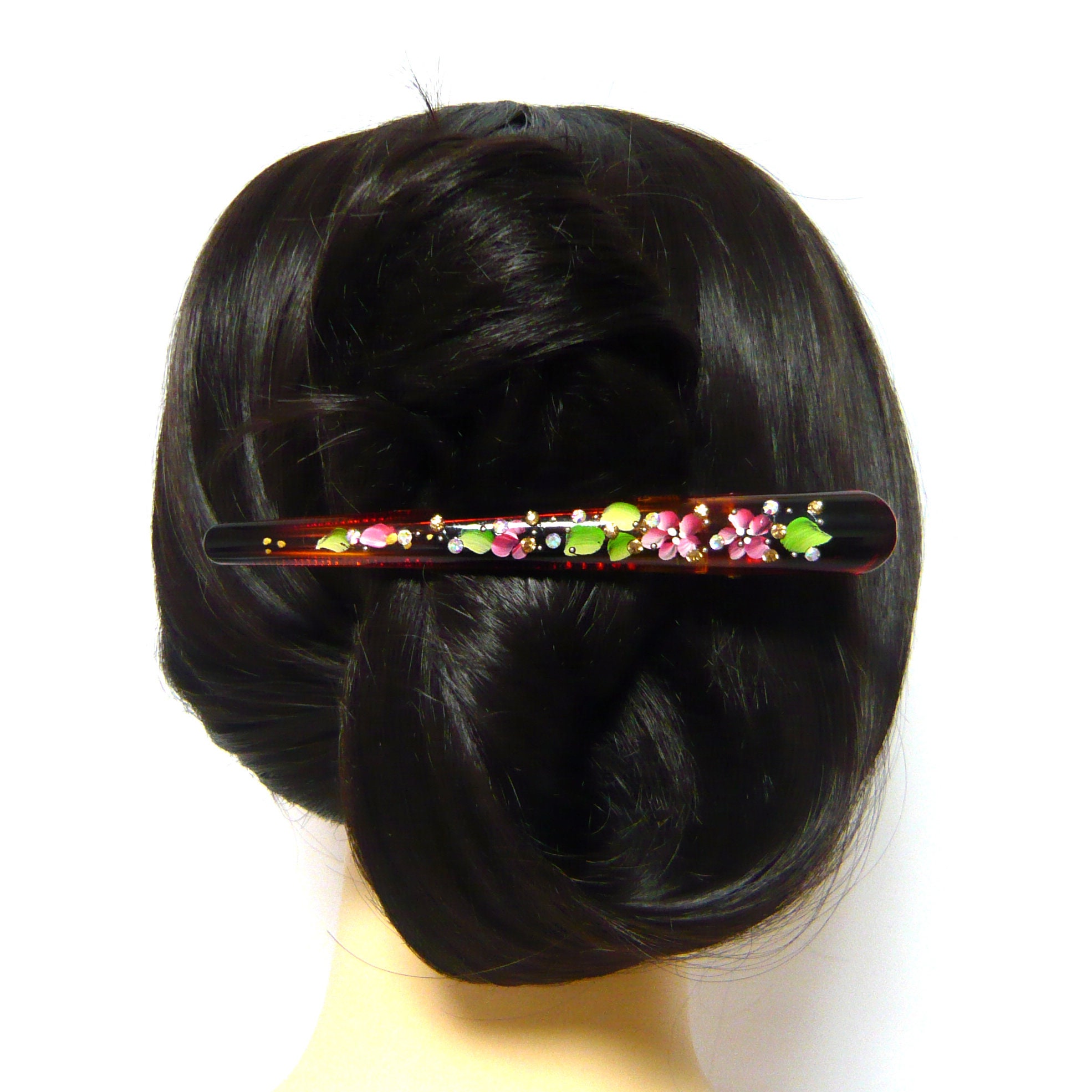 Hand Painted Flower Leaf Mini Rhinestone Crystal Decor Large | Etsy