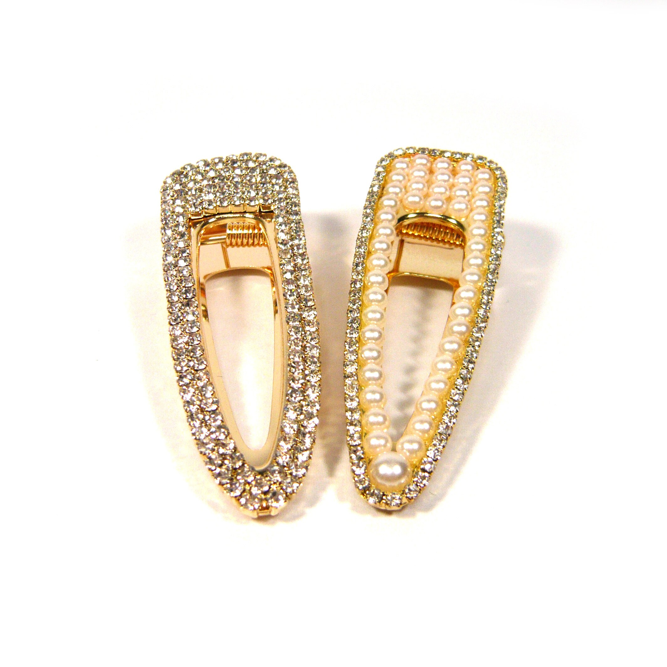 Large Gold Metal Hair Clip Clamp Pin Ivory Faux Pearl or | Etsy