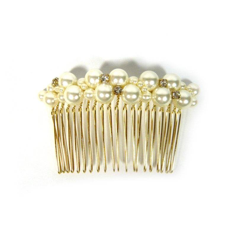 Women Wedding Side Comb Cream Colored Faux Pearl Rhinestone | Etsy