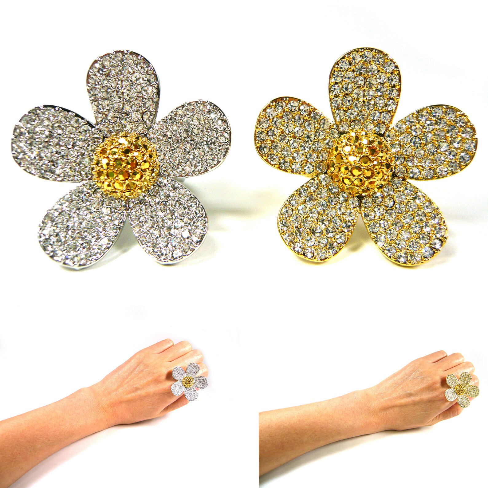 Glittering Silver Gold Big Large Fancy Bold Crystal Rhinestone | Etsy