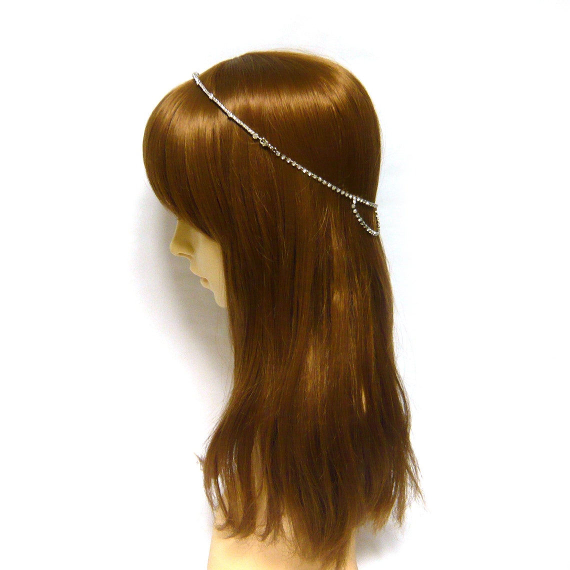 Crystal Rhinestone Trim Chain Bow Draped Back Silver Gold Slim | Etsy