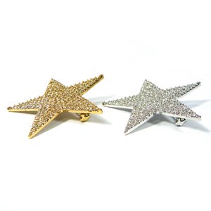 Clear Crystal Rhinestone Silver Gold Metal Star Brooch Pin - Etsy