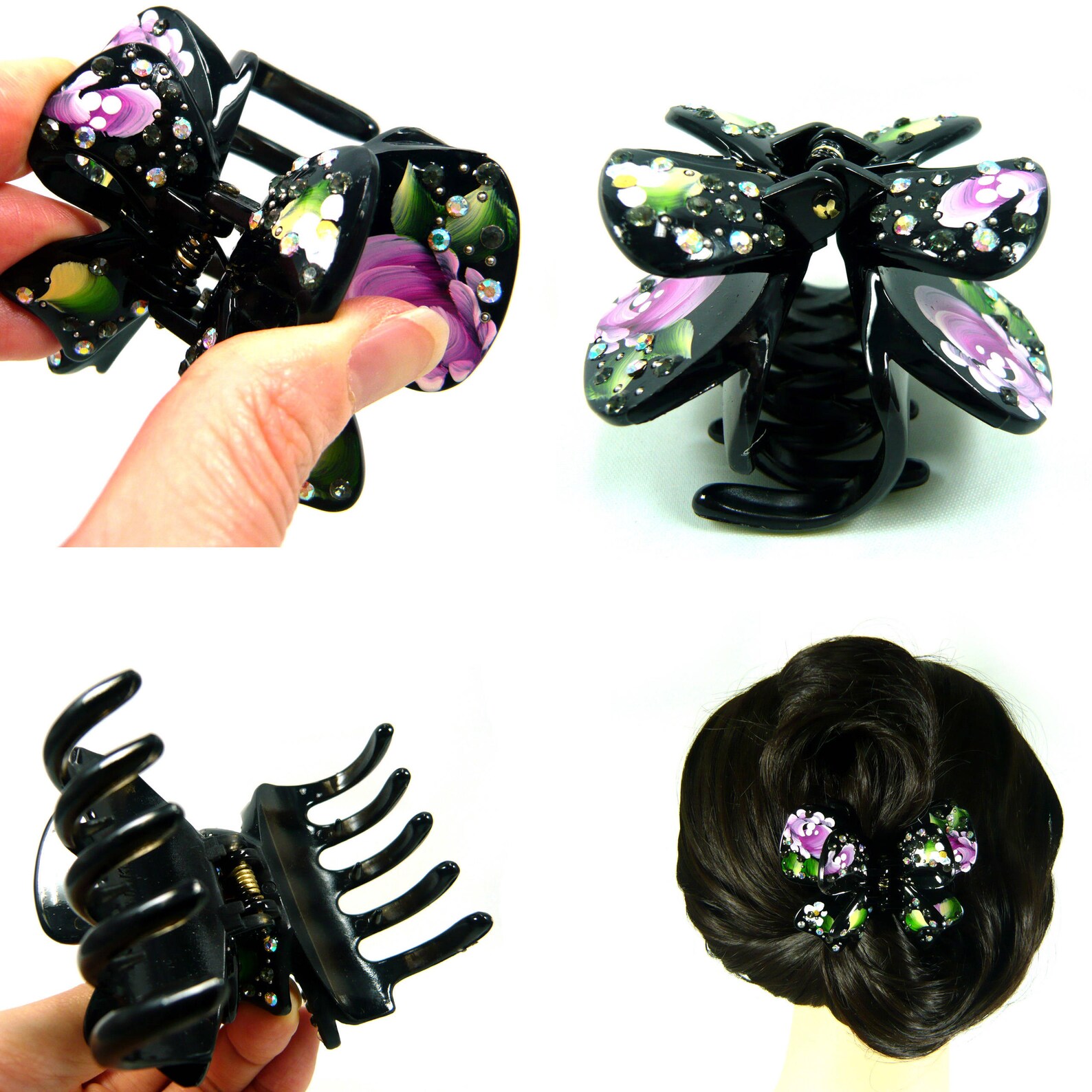 Large Long Black Plastic Hair Claw Clamp Jaw Clip Grip - Etsy