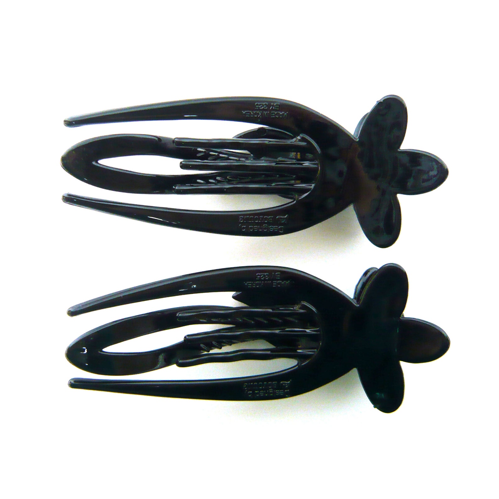 Big Large Plastic Floral Hair Clip Gray Black Acrylic Crystal Stone ...