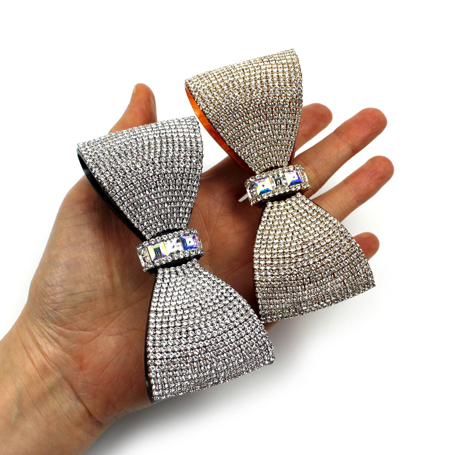 Super Dazzling Large Crystal Hair Bow Rhinestone Hair Jewelry Big ...