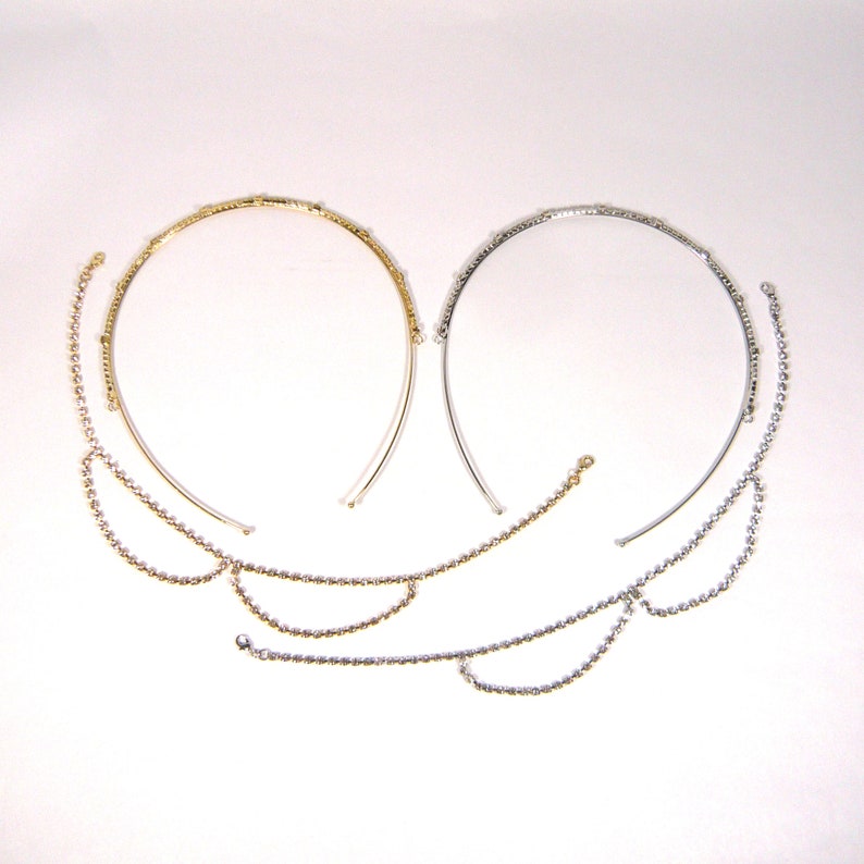 Crystal Rhinestone Trim Chain Bow Draped Back Silver Gold Slim - Etsy
