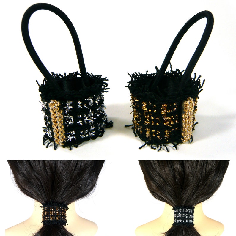 Silver Gold Mixed Black Fabric Roll Hair Cuff Wrap Tie Rope - Etsy