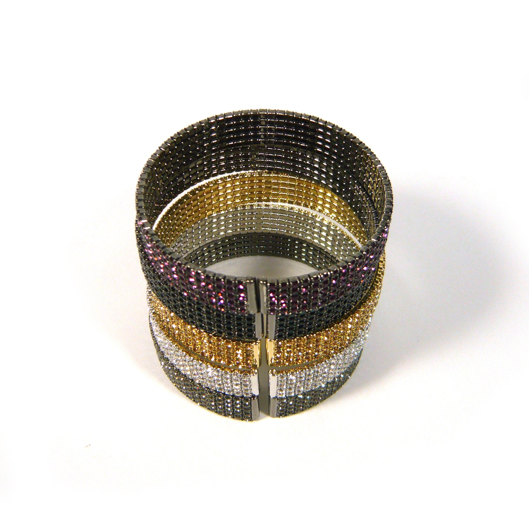 Silver Gold Purple Gray Black Crystal Rhinestone Brass Open | Etsy